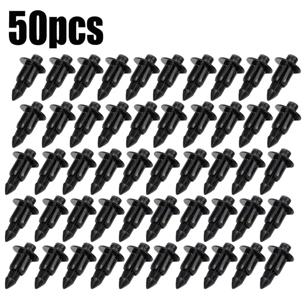 50шт Черные пластиковые заклепки для авто и мото