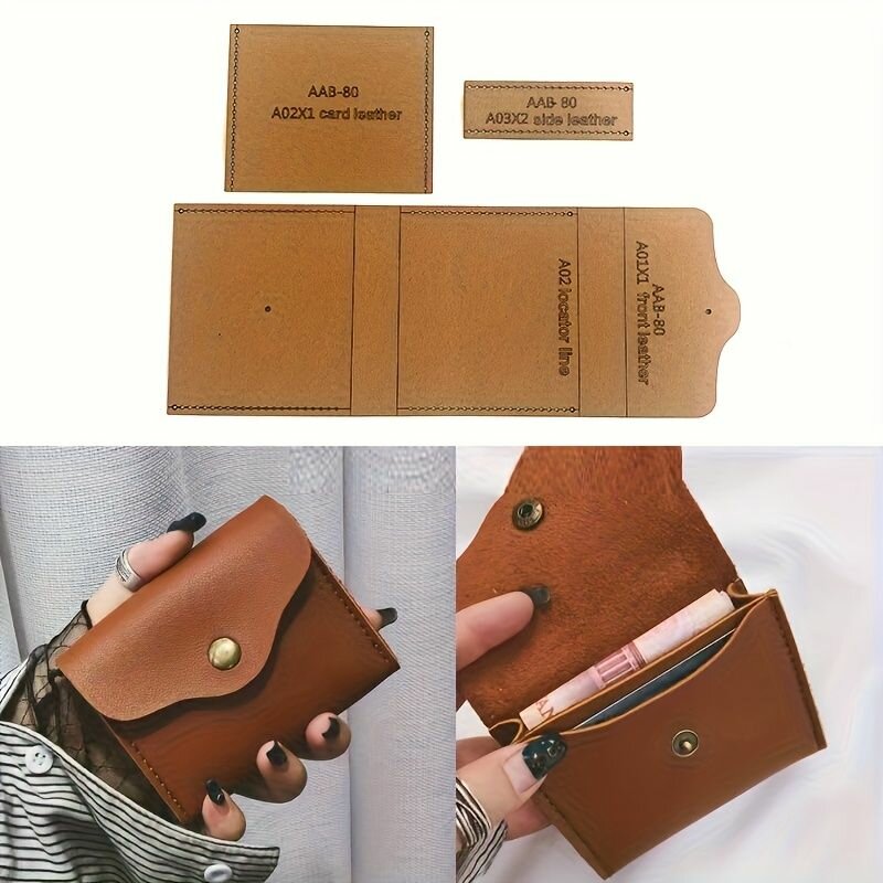 Крафт-картон Лекало для кожи"Кошелек для карт и монет"