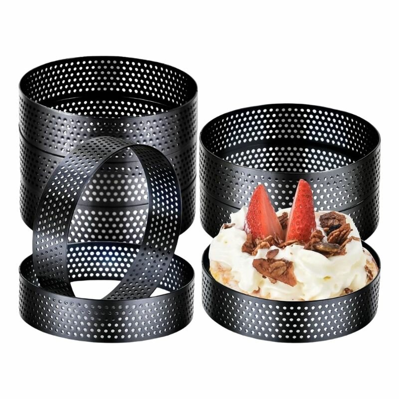 Набор из 8 перфорированных форм для тартов из нержавеющей стали для муссовых тортов и десертов