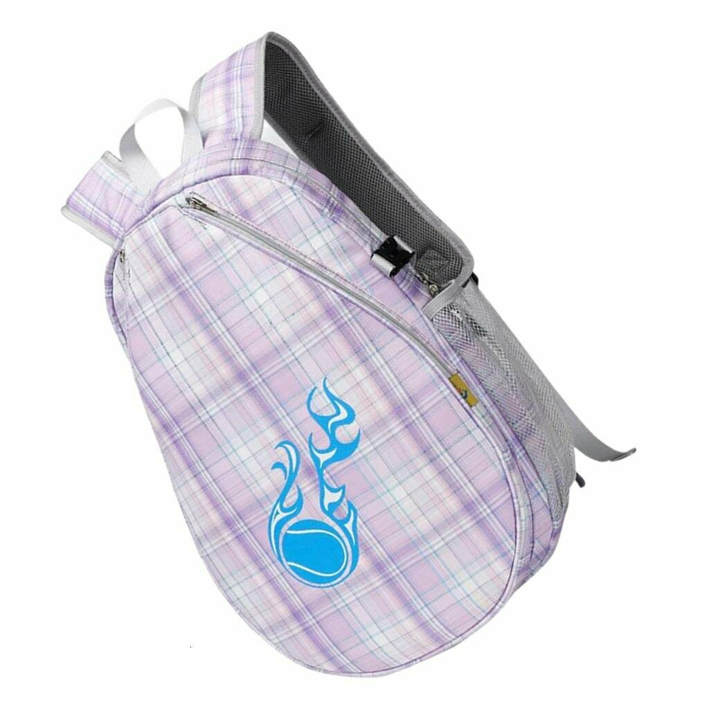 Детский теннисный рюкзак с сетчатыми карманами, Фиолетовый плед