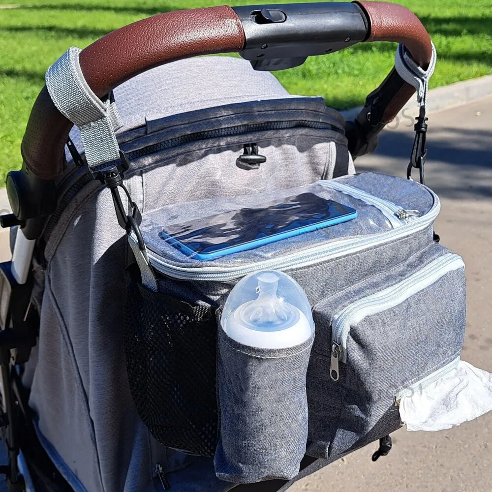 Сумка-органайзер для детской коляски и мамы универсальная с отделением для телефона