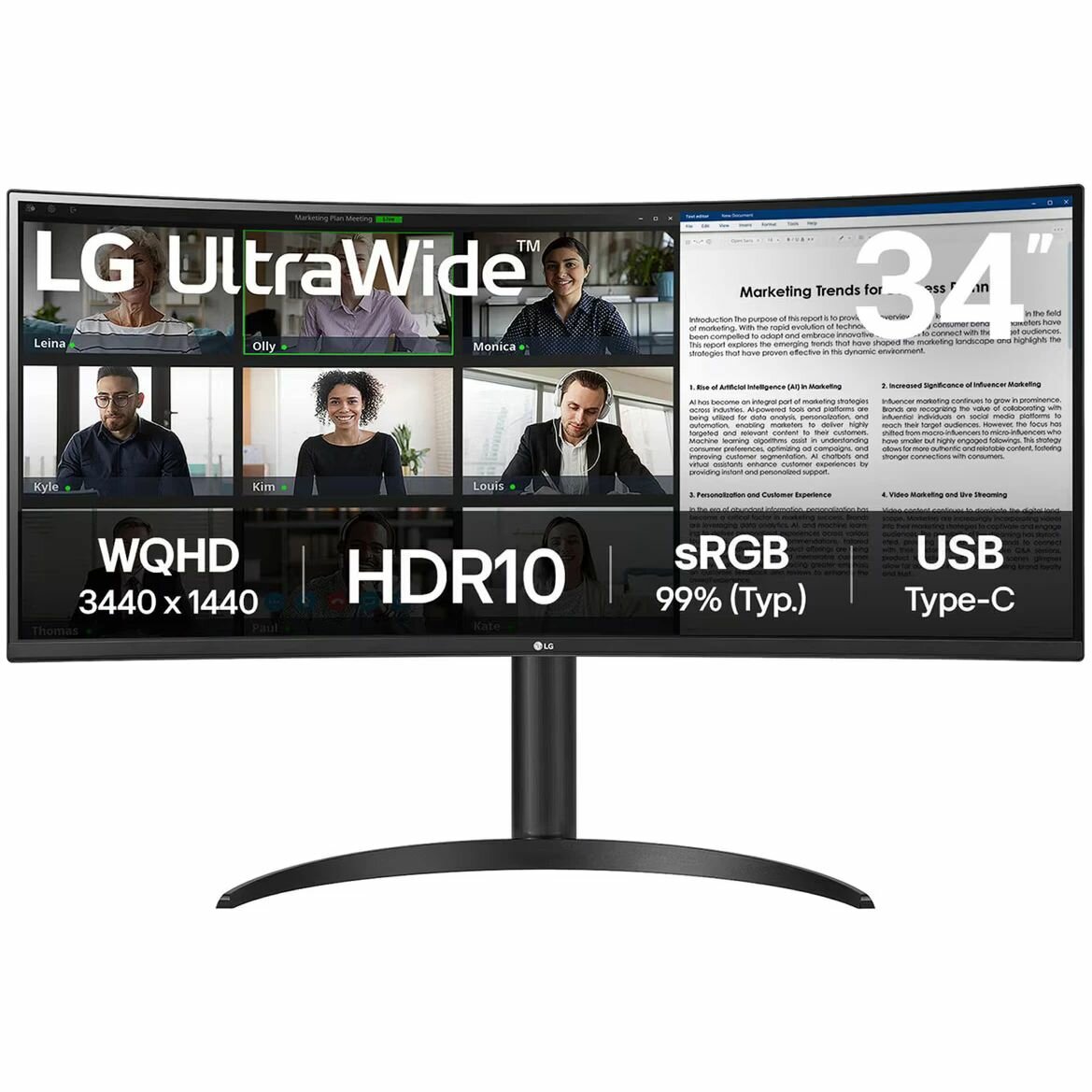 LG 34 Монитор 34WR55QK-B VA, 3440x1440, 100 Гц