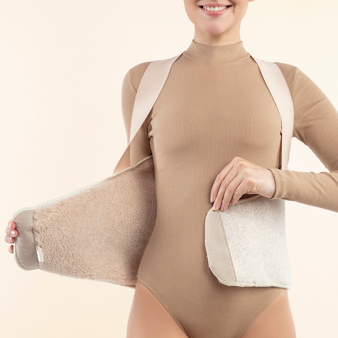 Пояс Корсет из овечьей шерсти WoolHouse 4XL-5XL талия 107-122 см бежевый