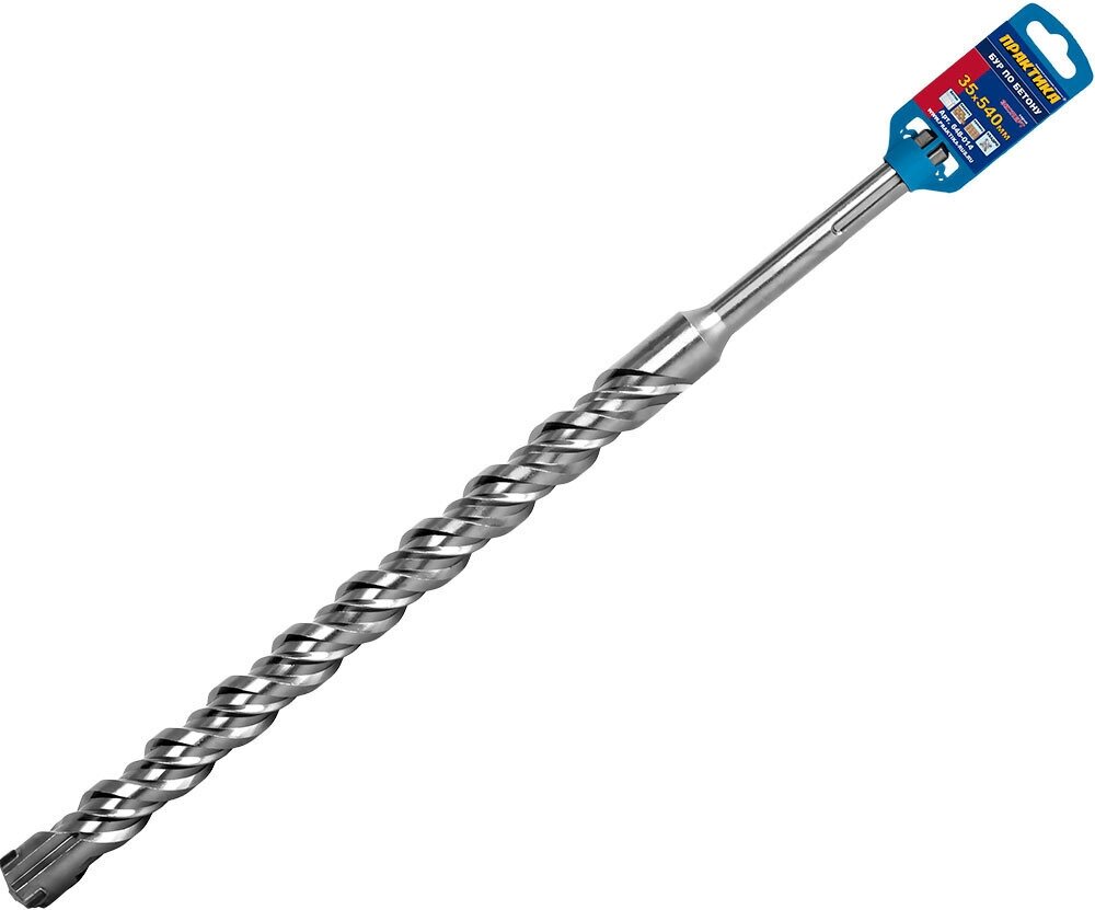 Бур SDS-MAX ПРАКТИКА 35 х 400/540 мм, квадро, серия Эксперт, по бетону (648-014)