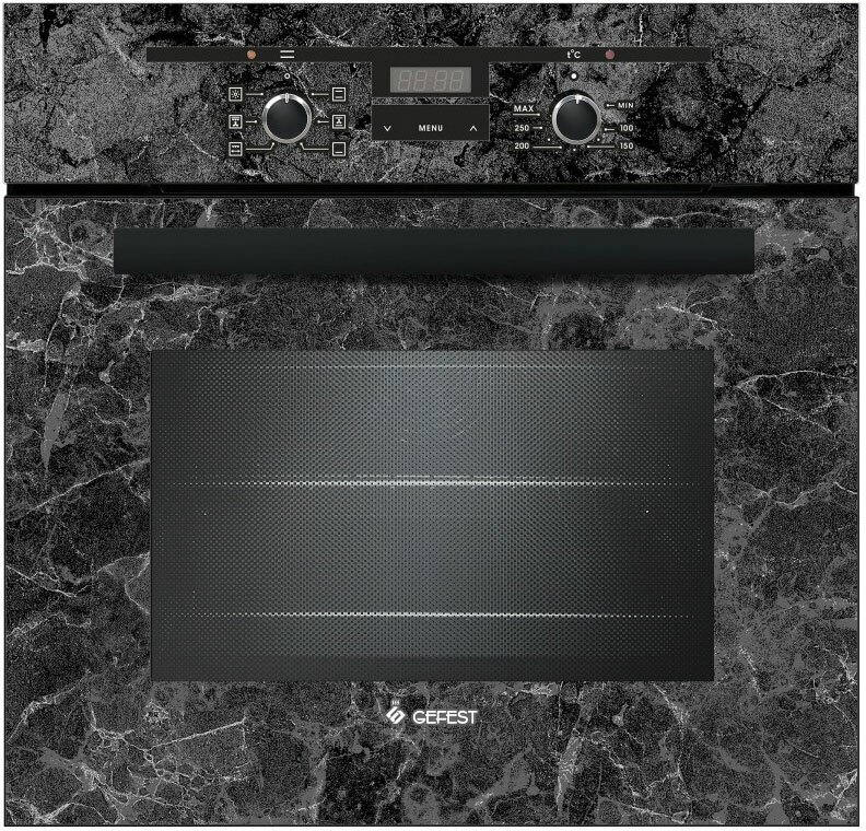 Электрический духовой шкаф Gefest ЭДВ ДА 622-02 К53 59 см, 55 л, гриль и конвекция, черный мрамор