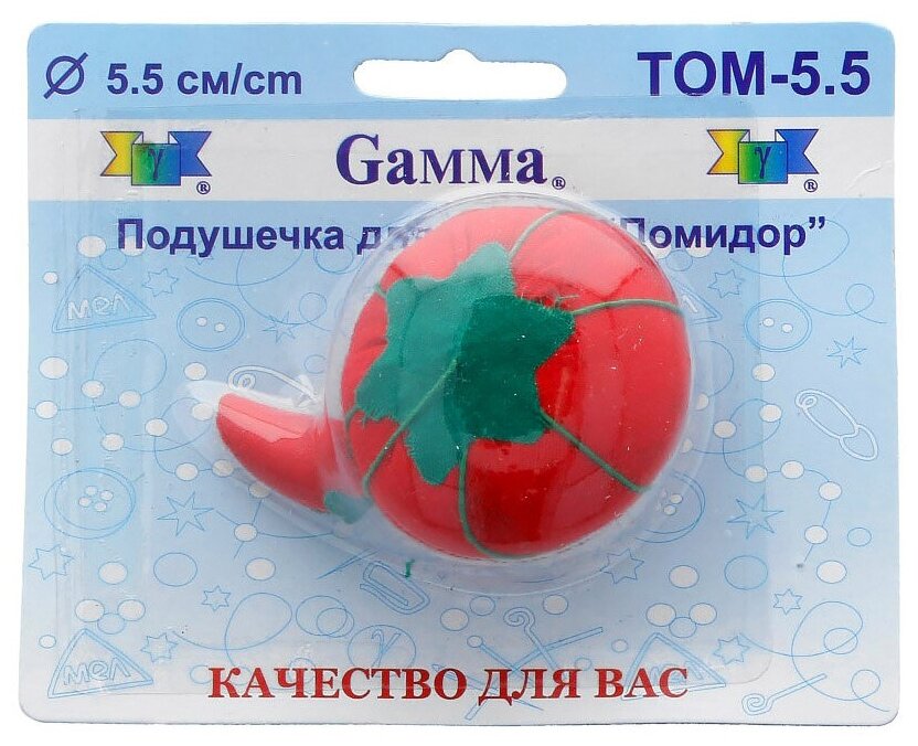 Товары для шитья Gamma Подушечки для игл "Помидор" 5.5 см в блистере 5.5 см в блистере красный
