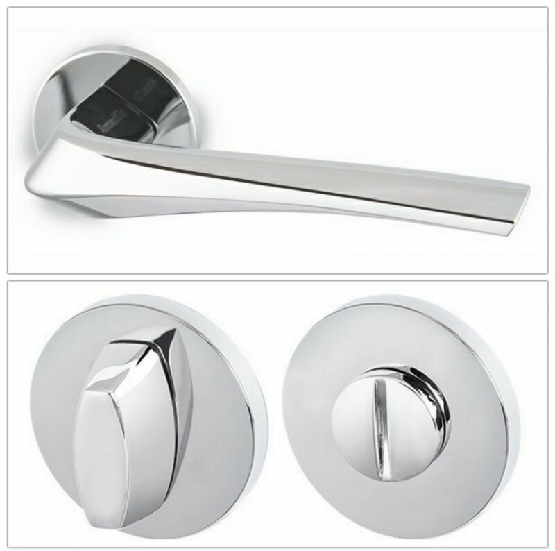 Ручка дверная межкомнатная Armadillo FLAME_URS_CP-8_W, хром (ручка + завертка WC)