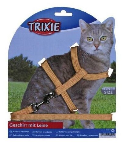 TRIXIE шлейка для кошек с поводком, нейлон, 22 – 42 см/10 мм (1 шт)