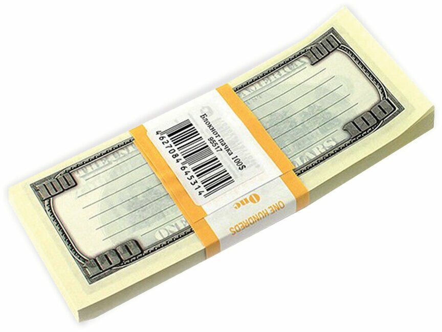 Блок для записей "100 долларов", проклеенный, 15х6х1 см, NH0000013, 590566