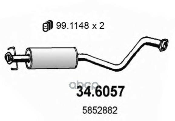 Глушитель (средняя часть) ASSO арт. 34.6057
