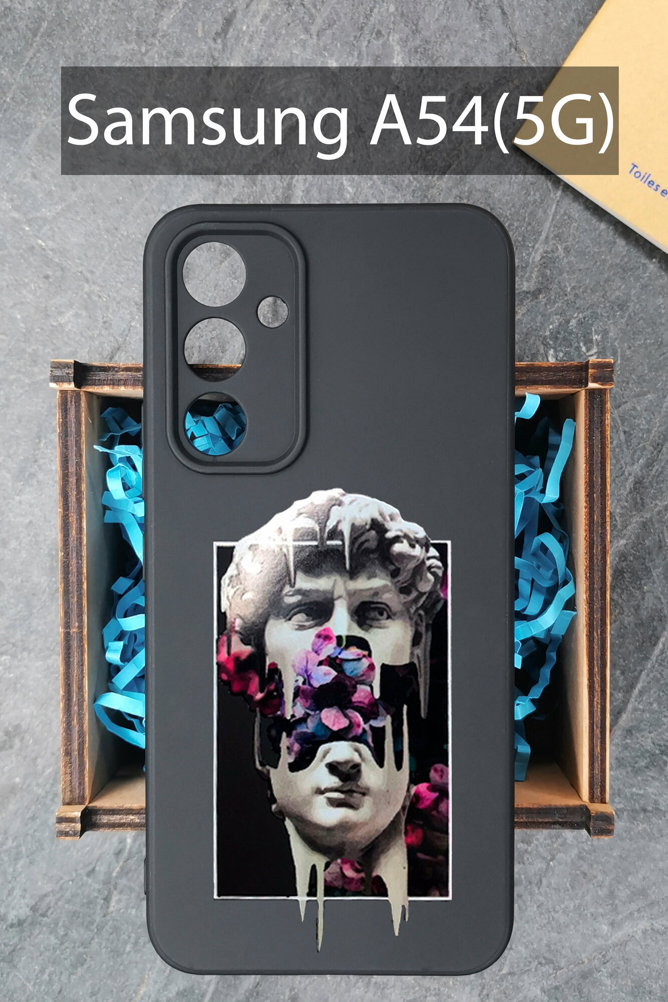 Силиконовый защитный чехол для Samsung A54 5G с принтом статуя цветы