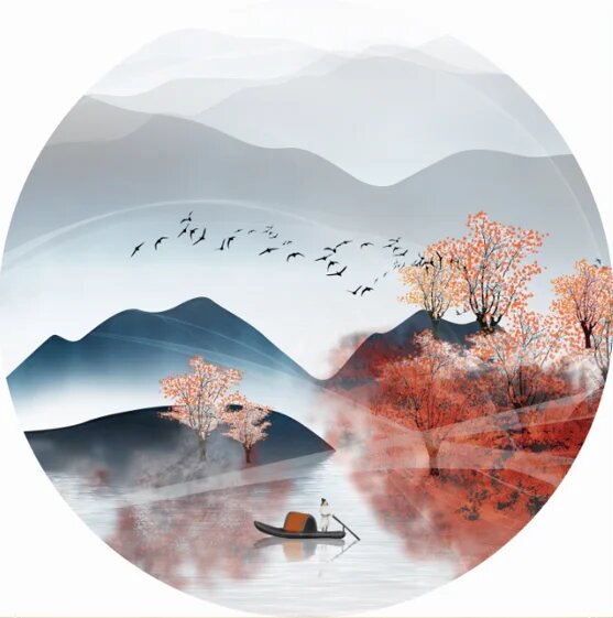 Наборы для вышивки крестом Zozack Китайский пейзаж 2723-B, 11CT Cotton50x50cm