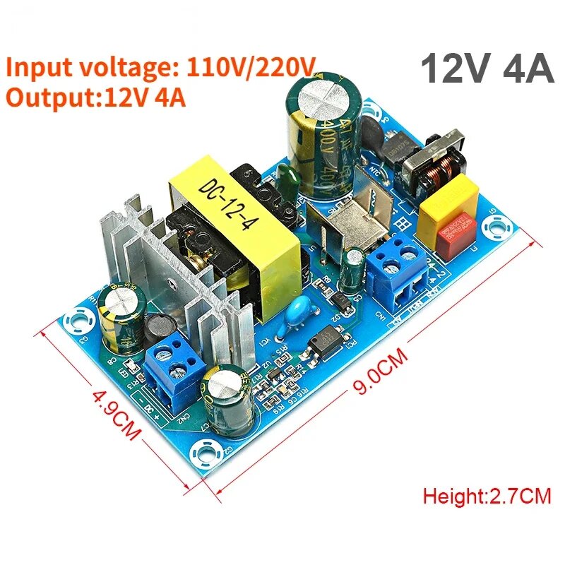 Блок питания 12V 4A, 110V/220V AC-DC