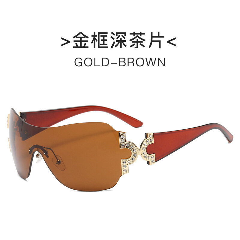 2026 Новые европейские и американские солнцезащитные очки с большой оправой Y2K для горячих девушек, без оправы, с бриллиантовой инкрустацией, модные очки для женщин в стиле миллениум и интернет-знаменитостей