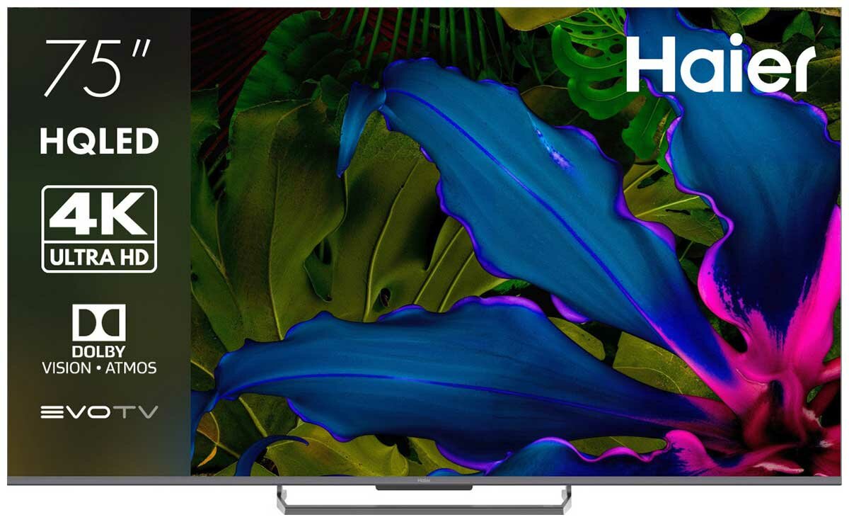 Телевизор Haier 75 Smart TV S6, 75 дюймов, 4K Ultra HD, смарт ТВ, Android TV 11, серый