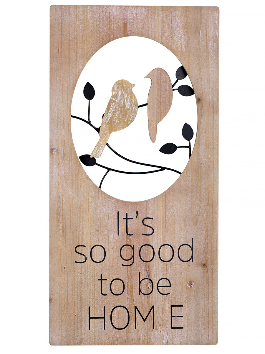 Панно настенное Glasar, Птички, 24х2х48 см, МДФ и металл