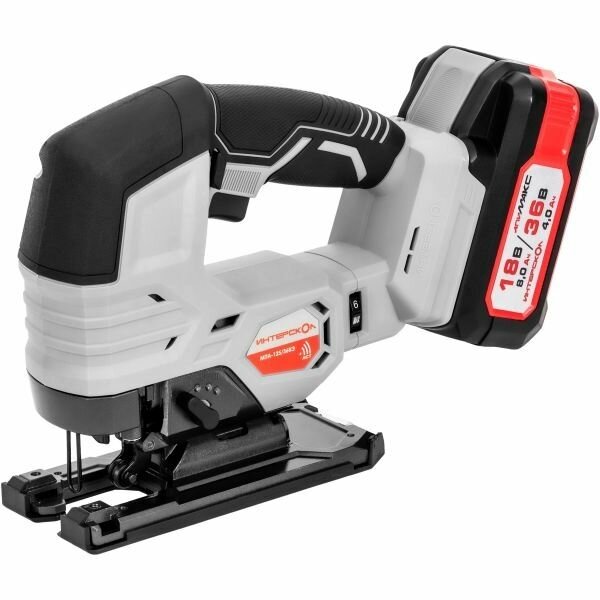 Бесщеточный аккумуляторный лобзик ИНТЕРСКОЛ МПА-125/36ВЭ, 36 В, 3000 ход/мин, с 2 АКБ 2 Ач и ЗУ, в кейсе