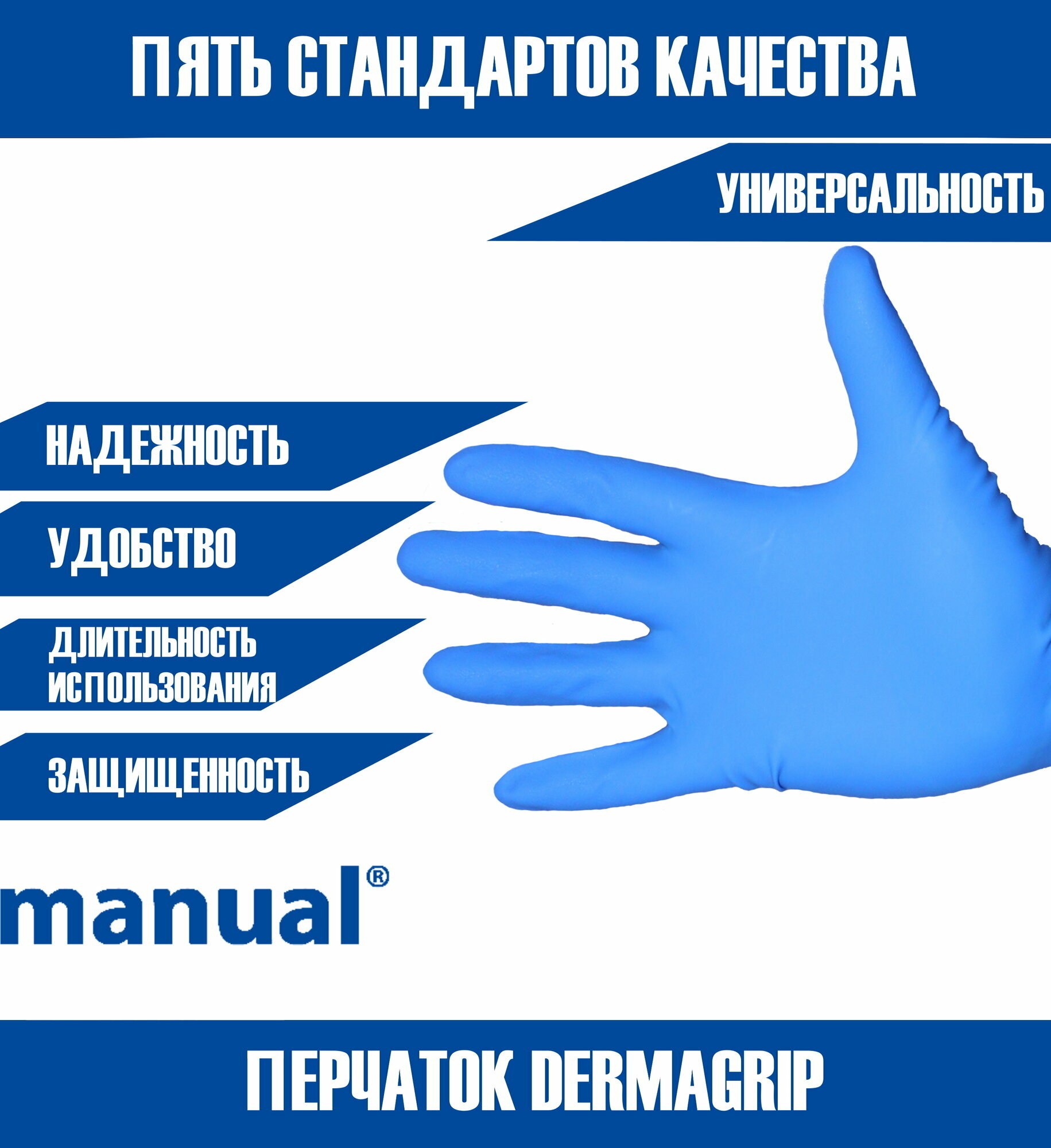 Перчатки латексные DERMAGRIP MANUAL HR 419 размер M 25 пар ( 50 штук)
