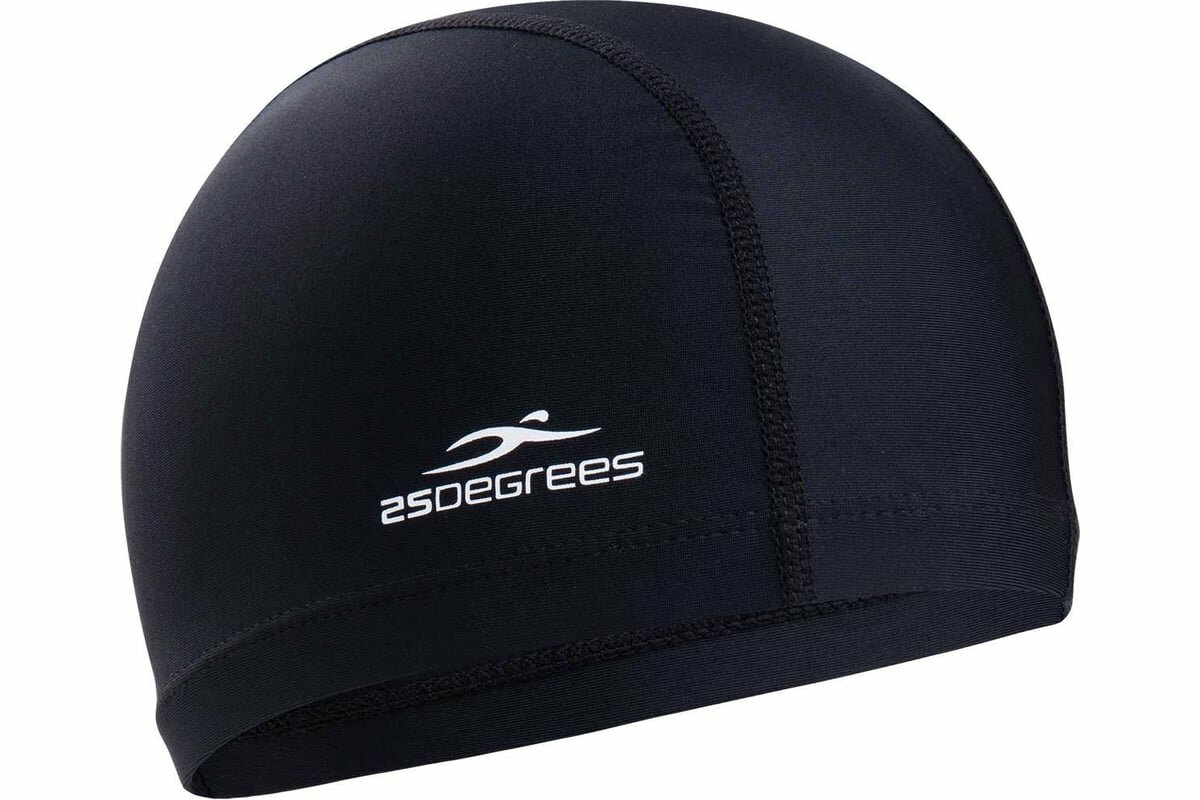 Шапочка для плавания 25DEGREES Comfo Black из полиэстера и эластана, универсальная унисекс, черный цвет, размер 150x220 мм, плотная посадка