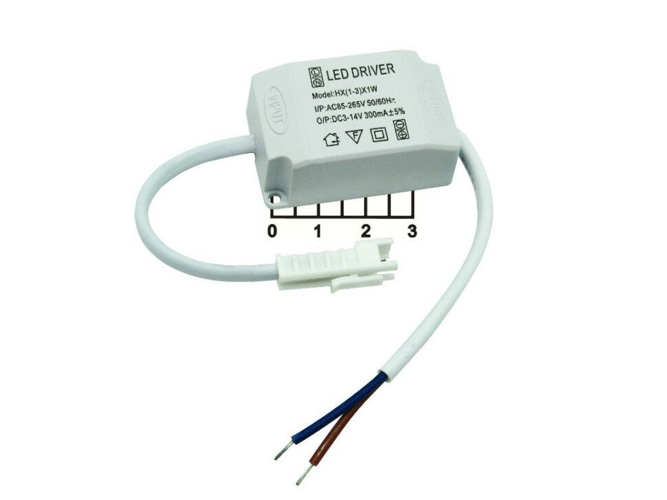Драйвер светодиода 300mA/ 3-14VDC 85-265VAC HX(1-3)*1W