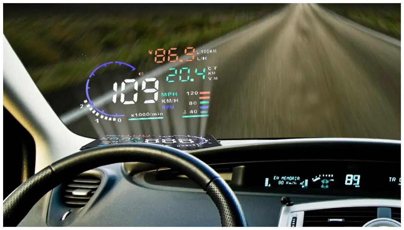 Дисплей проекционный HUD, спидометр с встроенным прямоугольным экраном AIRLINE