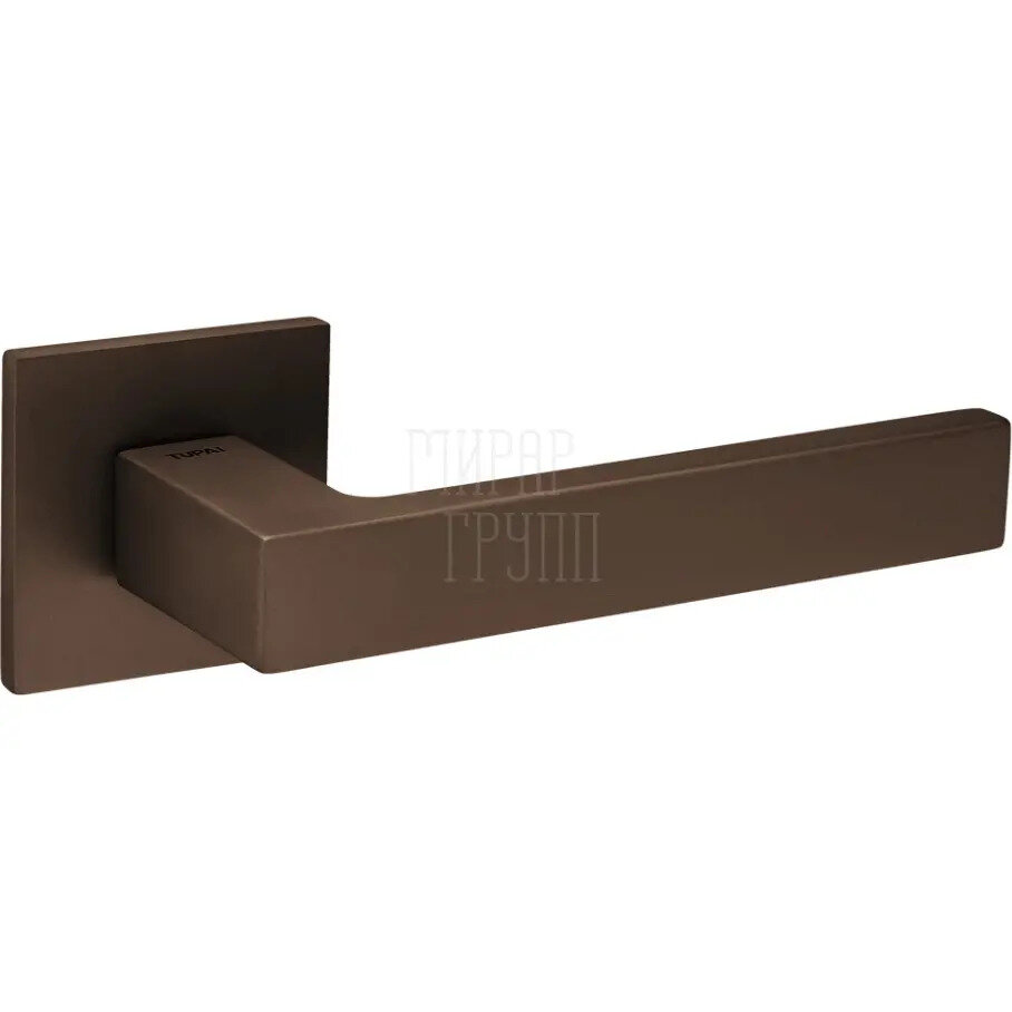 Дверная ручка на тонкой квадратной розетке Tupai Square 2275 5S Q (на тонком основании 5 мм) бронза