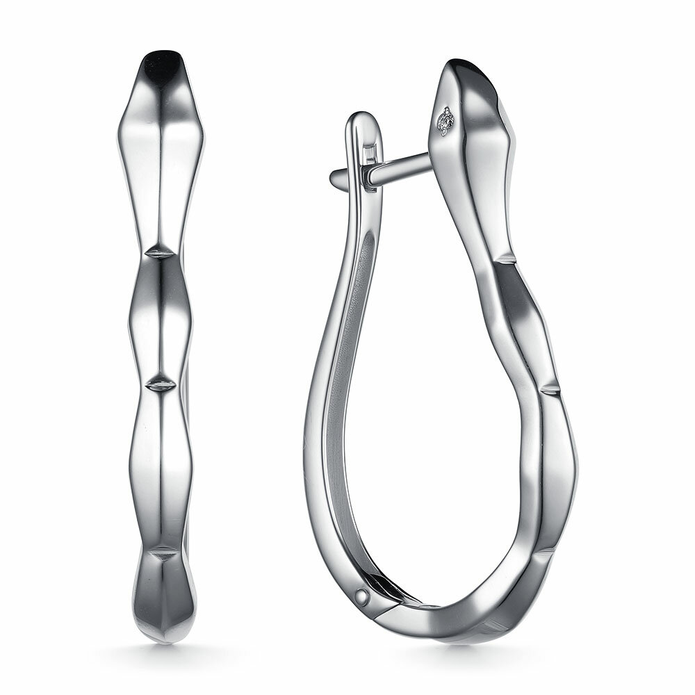 Серьги, серебро, 925 проба, родирование, фианит