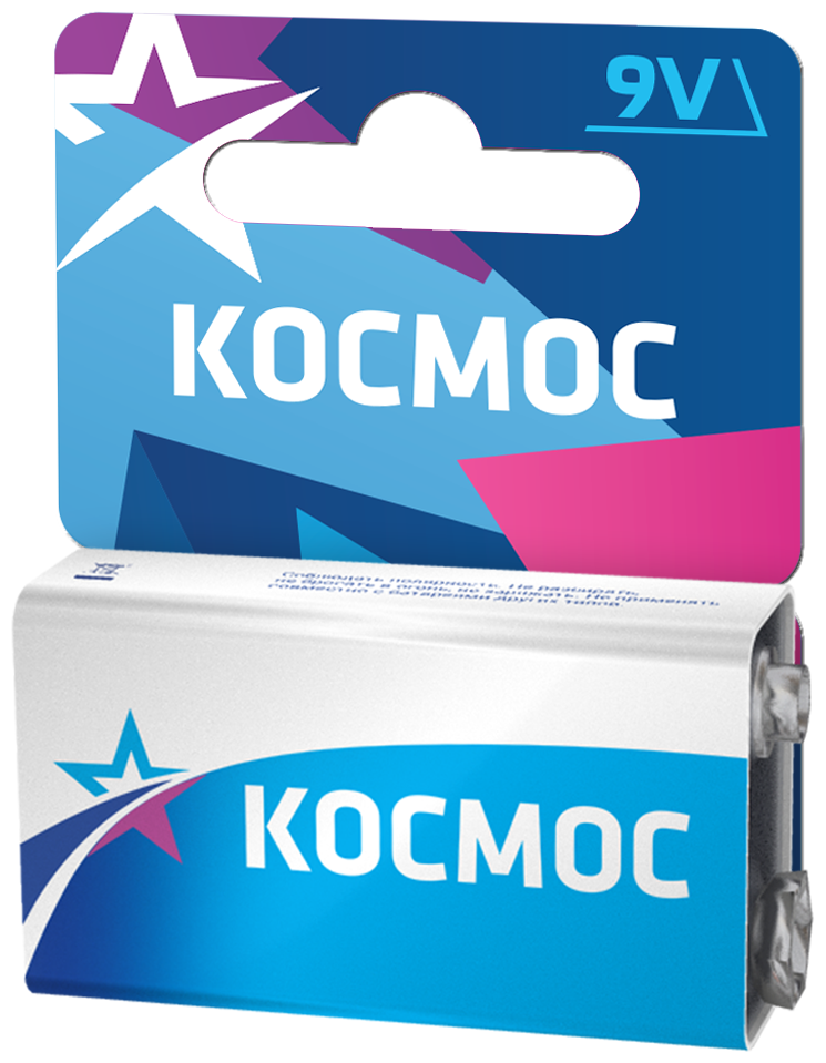 Элемент питания солевой "крона" S 6F22 (блист.1шт) Космос KOC6F221BL