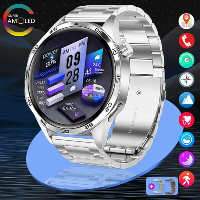 Часы наручные мужские смарт Watch 5 Pro с gps трекером, С фитнес трекером, компас, Оксиметрия сердечного ритма,47mm,