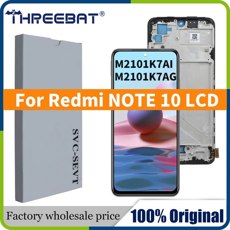 6,43 "Super AMOLED Pantalla для Xiaomi Redmi Note 10 4G ЖК-дисплей M2101K7AI OLED With Frame