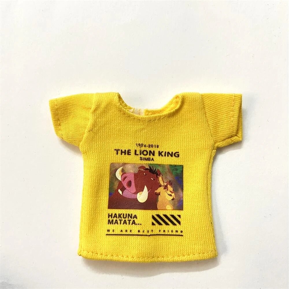 Футболка для кукол Blythe белая/черная/розовая Желтый, style 25