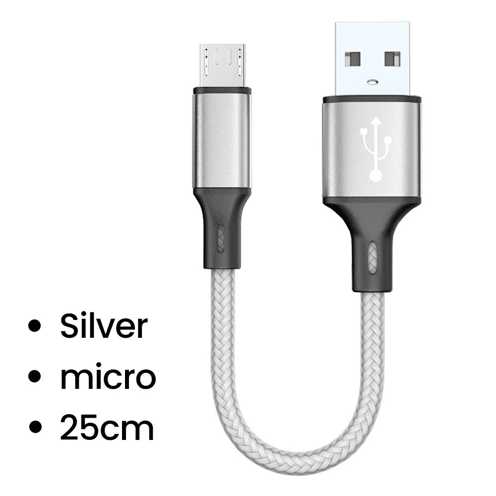 Olaf 25 см USB to Type C/Micro USB Короткий зарядный кабель 3A USB Type C Micro Data Cable для Xiaomi Samsung Android Power Bank Шнур Micro sliver