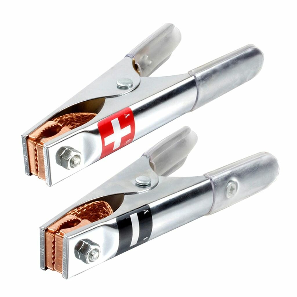 1 комплект из 2-х утолщенных зажимов для аккумулятора, автомобильного зажигания, типа "крокодил" чистой меди