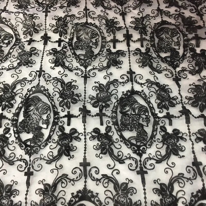Кружевная сетчатая ткань Jaggo, черная, 150x50 см