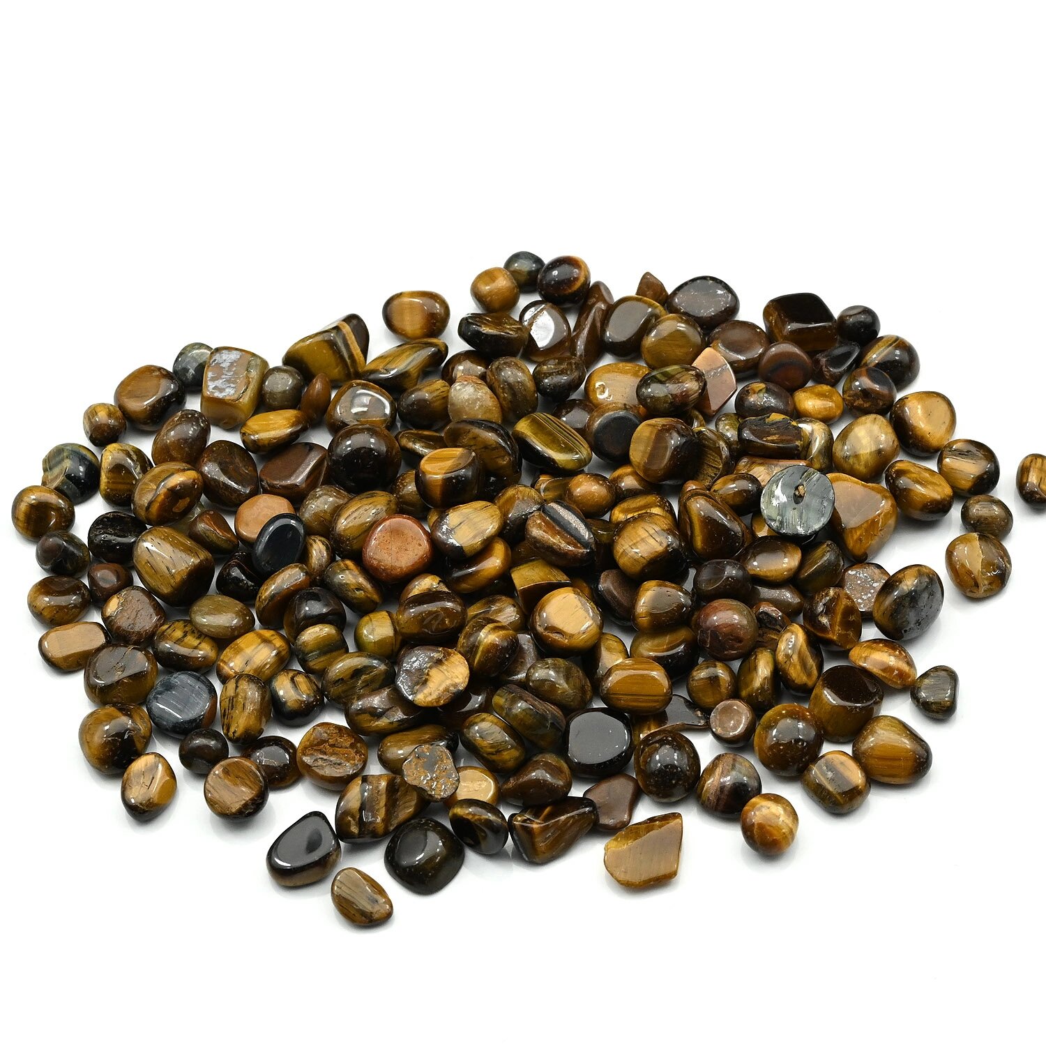 Тигровый глаз округлый галтовка фракция 5-10мм, упаковка 100г .