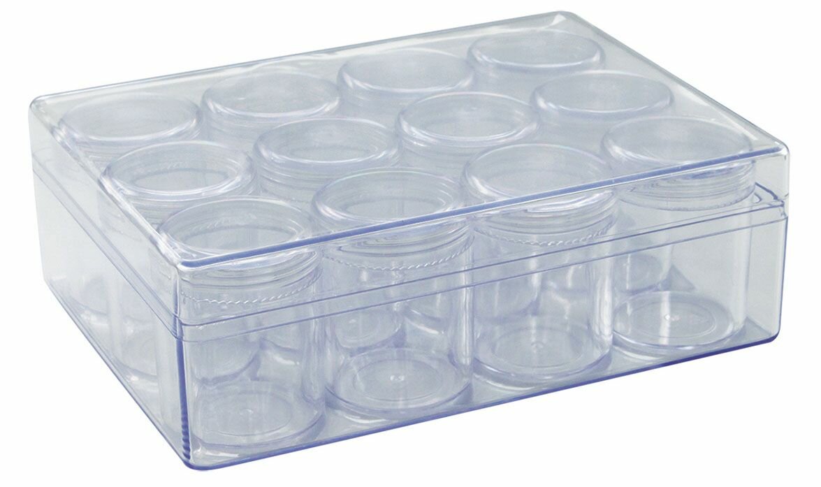 Контейнер для бисера и мелочей 12 баночек выс.5 см.