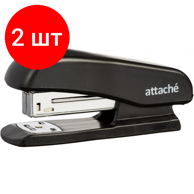 Комплект 2 штук, Степлер Attache Economy до 20 листов, на 24/6, 26/6 пластик, чёрный