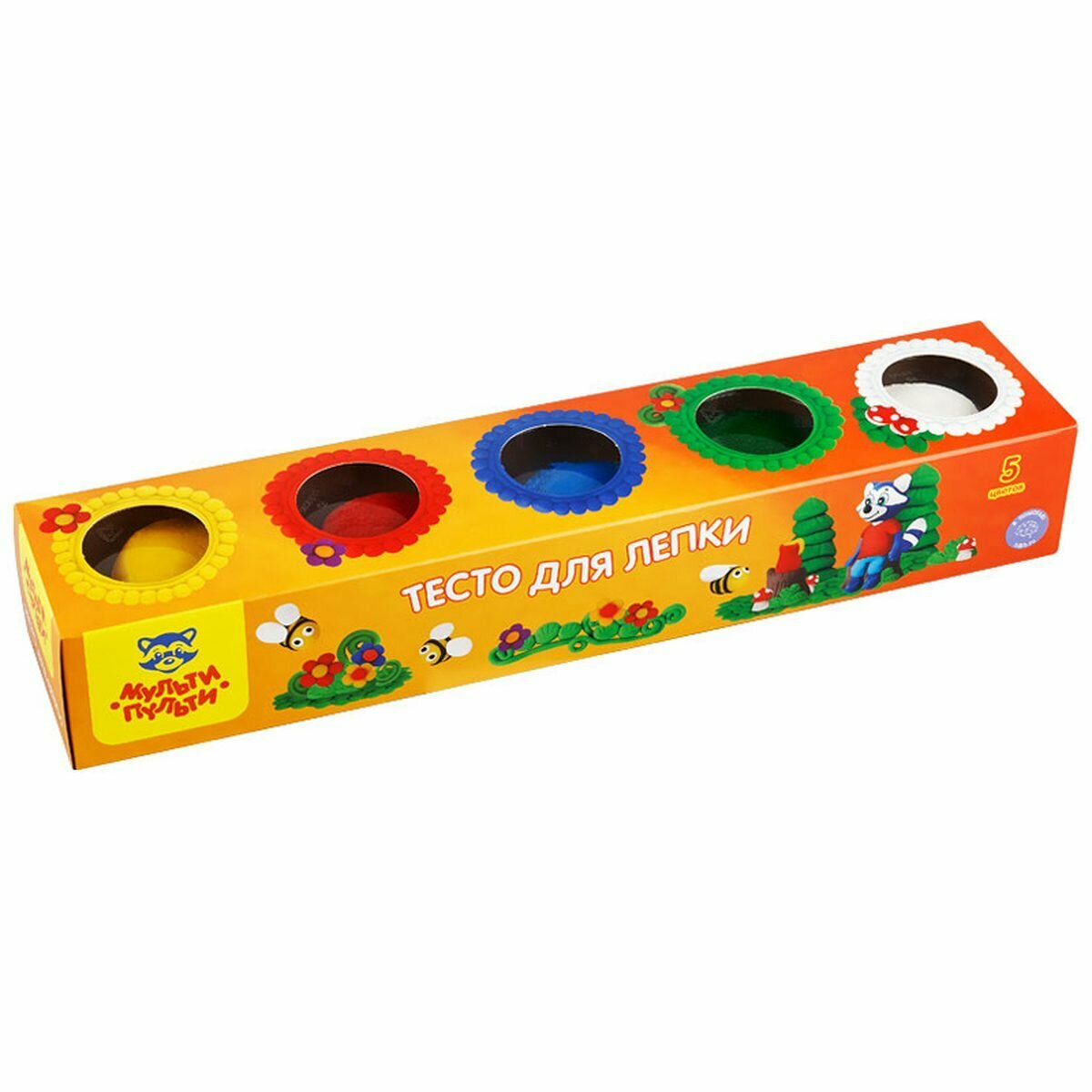 Масса для лепки Мульти-Пульти "Енот на пасеке", 5 цветов по 90г, картон (ТЛ_13470)