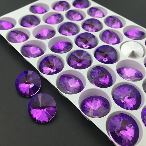 Стеклянные кристаллы Rivoli разноцветные 6-18 мм Фиолетовый, 14mm 20pcs, purple