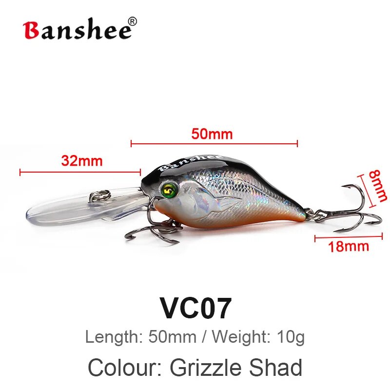 Воблер Banshee VC07, 50 мм, 10 г, Grizzle Shad, Color C