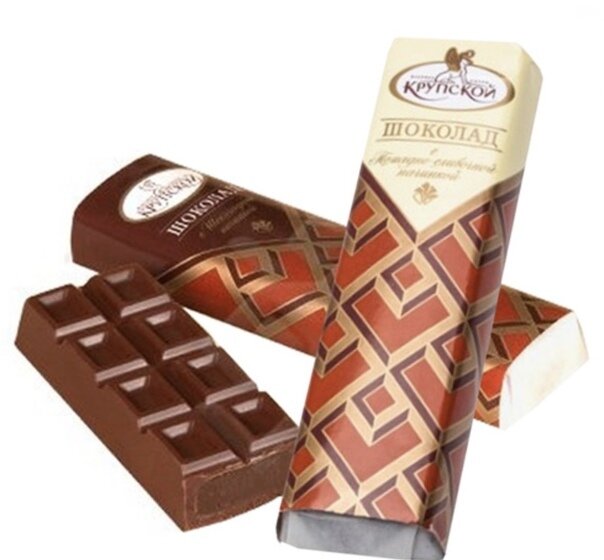 Шоколадный батончик Фабрика имени Крупской набор (с шоколадной начинкой 20 шт по 50 г + с помадно-сливочной начинкой 20 шт по 50 г)