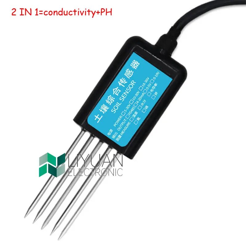 Встроенный передатчик почвы 7 в 1, температура и влажность EC NPK PH, датчик почвы для сельского хозяйства, датчик тестирования почвы, детектор почвы