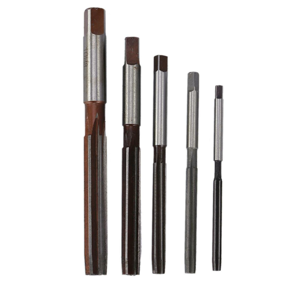 Набор из 5 ручных разверток с прямым хвостовиком и зажимом H8 4 мм/5 мм/6 мм/8 мм/10 мм