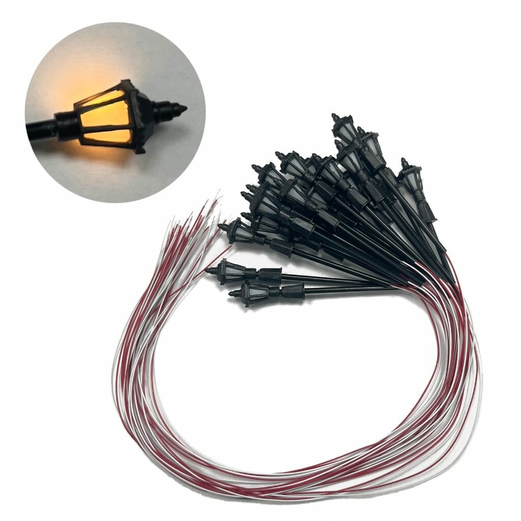 20 шт. модель уличного фонаря белого теплого света для упражнений на песочном столе 3 В современные фонари