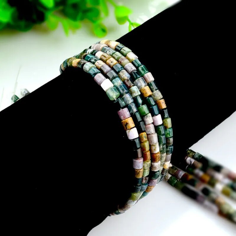 Бусины Цилиндрические из натурального индийского агата, 4x4 мм, полуобработанные, 40 см