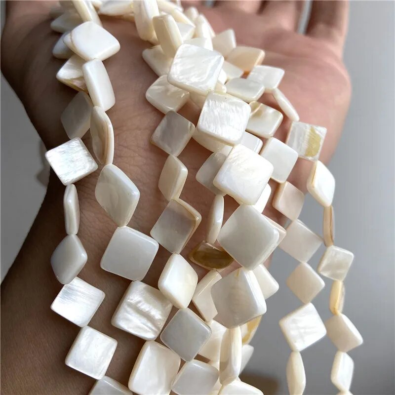 Натуральные Квадратные бусины из ракушек, белый изоляционный свободный жемчуг из бусин для изготовления ювелирных изделий, браслетов и серег своими руками