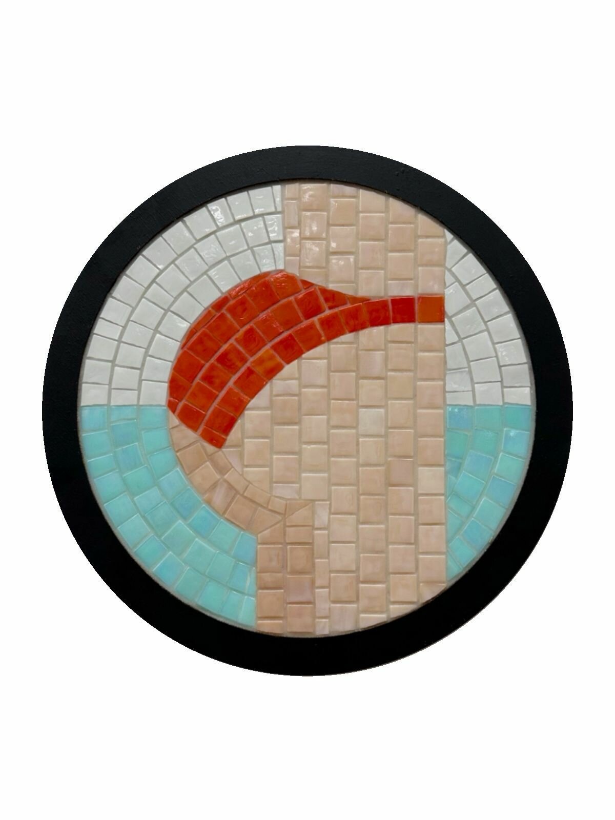 Мозаичное панно на стену картина в деревянной раме / RASTEBINA / Медальон "Попка"