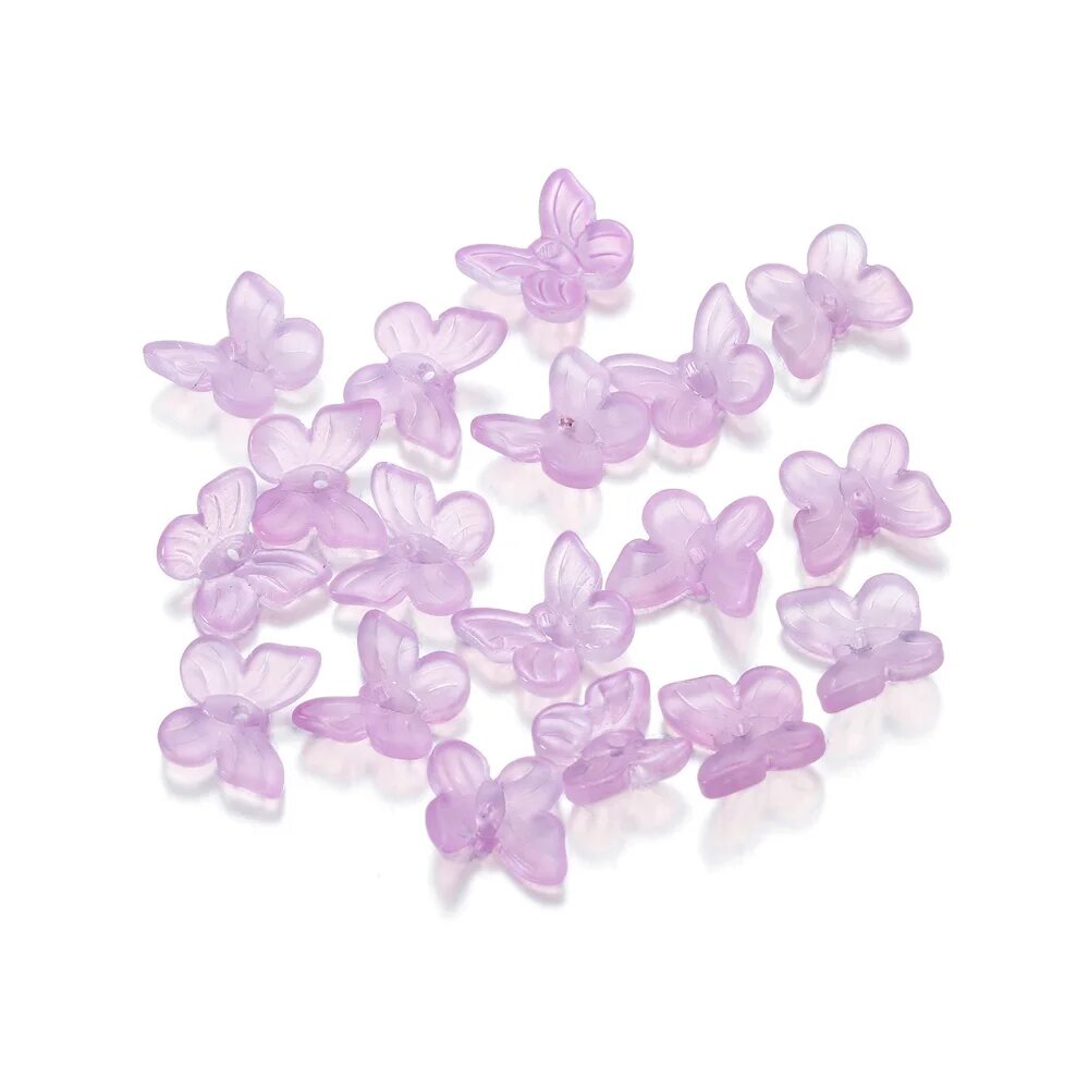 Стеклянные бусины в форме бабочки AGCFABS Сиреневый, Pink