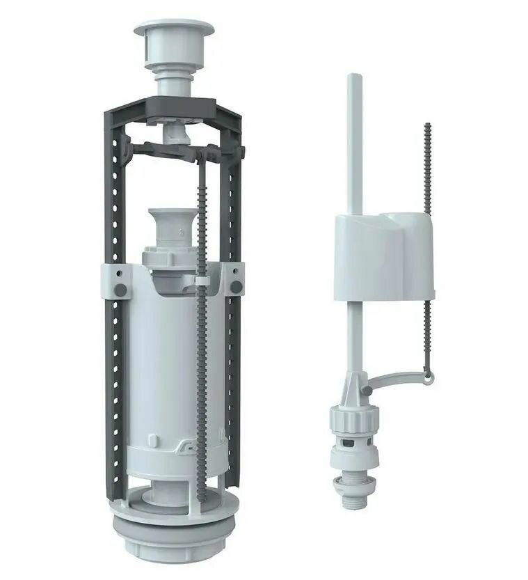 Unicorn Арматура для бачка унитаза SM-N/W нижний подвод, кнопка белая, однорежимная