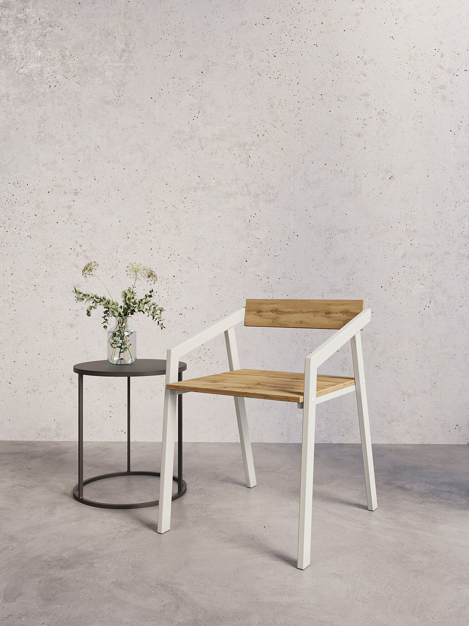 Стул с подлокотниками для дома для офиса, для сада LOFT белый/вотан